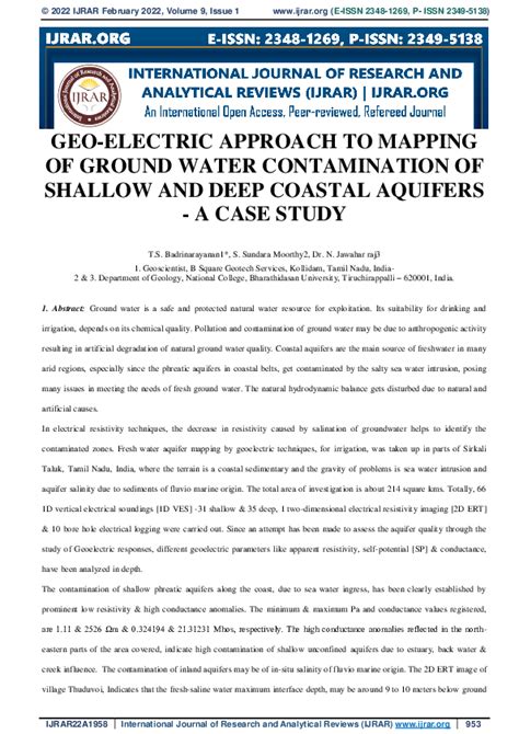 Pdf Geo Electric Approach To Mapping Of Ground Water Contamination Of