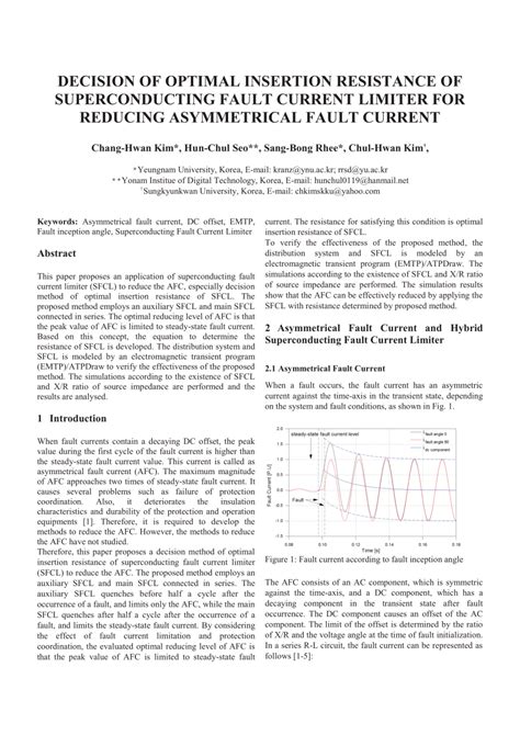 Pdf Decision Of Optimal Insertion Resistance Of Superconducting Fault