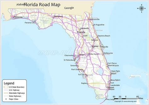 Florida Road Map Check Road Network Of State Routes Us Highways And Interstate Highways In