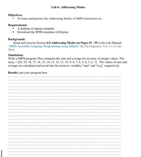 Solved Lab 6 Addressing Modes Objectives • To Learn And