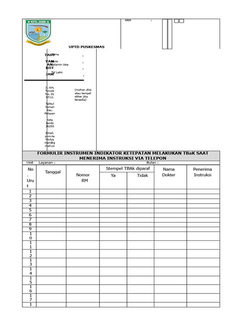 Formulir Sbar Tbak Puskesmas Pdf