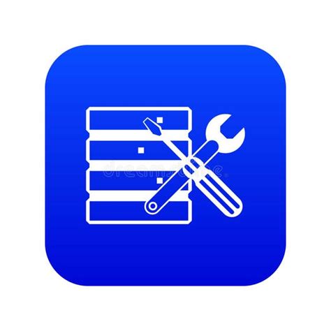 Database With Screwdriverl And Spanner Icon Digital Blue Stock Vector Illustration Of Network