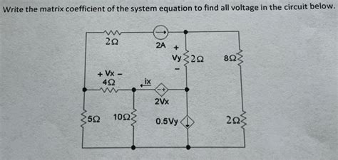Solved Write The Matrix Coefficient Of The System Equation