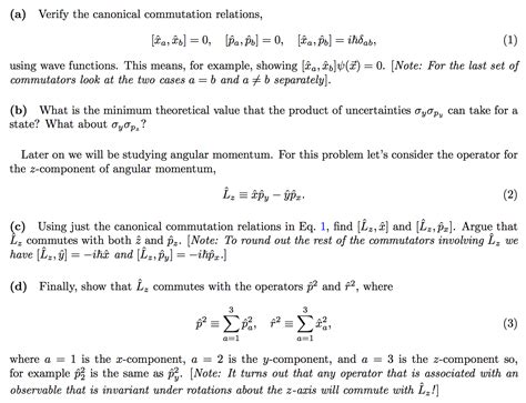 Solved Verify The Canonical Commutation Relations Using