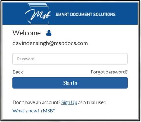 how do i login and access my account msb docs secure e signature