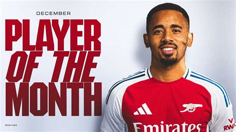 گابی در اوج است برنده جایزه بازیکن ماه دسامبر آرسنال گابریل ژسوس