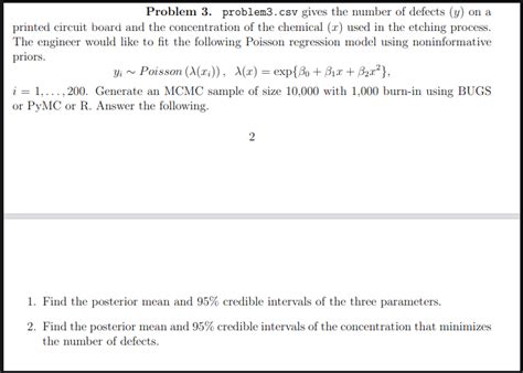 [solved] Answer Using Pymc Please Problem 3 Problem3 Csv G