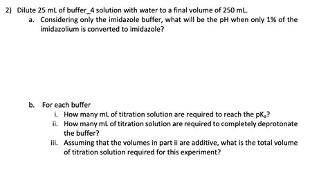 Solved Dilute ML Of Buffer Solution With Water To A Chegg Com