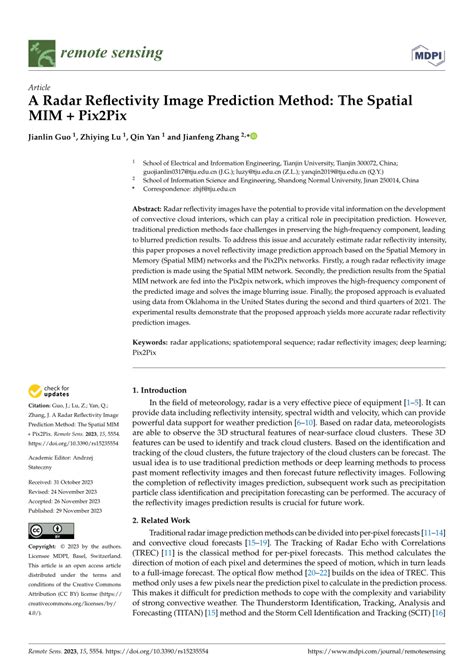 Pdf A Radar Reflectivity Image Prediction Method The Spatial Mim Pix2pix
