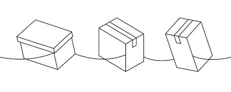 골판지 상자 한 줄 연속 그림 포장 판지 상자 벡터 일러스트 레이 션 무한에 대한 스톡 벡터 아트 및 기타 이미지 무한 우편 나무 상자 Istock