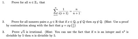 Solved 1 Prove For All N E Z That N N 1 Ili 1 N1 2