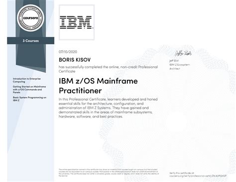 Ibm Z Os Mainframe Practitioner Professional Certificate Kisov Boris