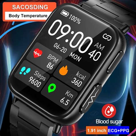 남성용 비침습성 혈당 Ecg Ppg 스마트 워치 심박수 혈중 산소 건강 스마트워치 여성용 방수 스포츠 워치 2023 신제품 Aliexpress