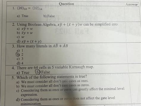 Solved 1 20103216 A True B False 2 Using Boolean