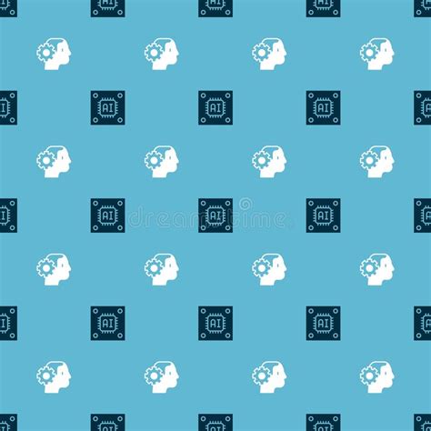 Set Processor With Microcircuits Cpu And Humanoid Robot On Seamless