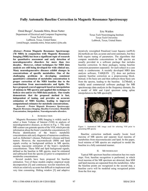 Pdf Fully Automatic Baseline Correction In Magnetic Resonance