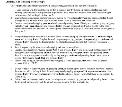 solved activity 7 3 working with groups objective create
