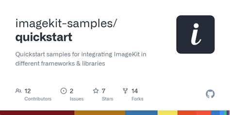 Github Imagekit Samplesquickstart Quickstart Samples For