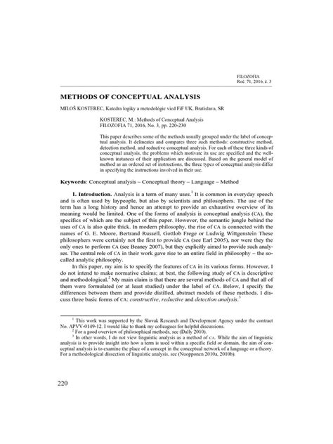 Methods Of Conceptual Analysis Inglés Autor Klemens Pdf Theory