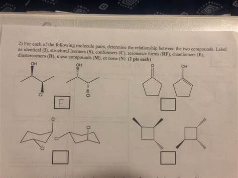 Solved 2 For Each Of The Following Molecule Pairs