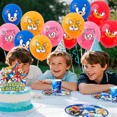 Lumcrajems Sonic Birthday Party Supplies 69pcs Sonic Party Decorations