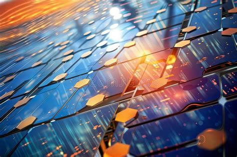 Abstract Digital Matrix With Glowing Hexagonal Patterns Generative Ai Stock Illustration