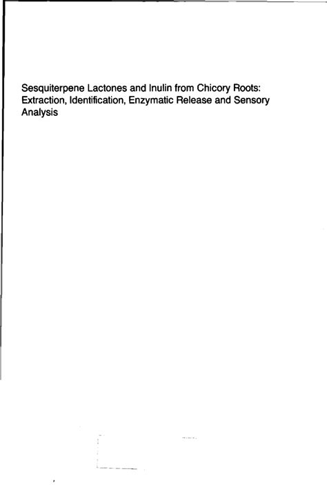 Pdf Sesquiterpene Lactones And Inulin From Chicory Roots Extraction