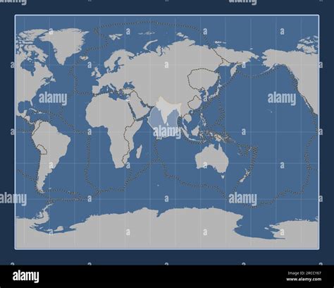 Shape Of The Indian Tectonic Plate On The Solid Contour Map In The Gall Stereographic Projection