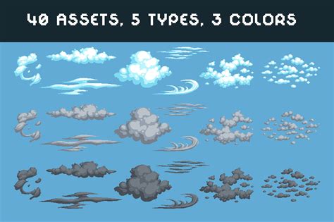 Free Clouds Pixel Art Asset Pack Behance