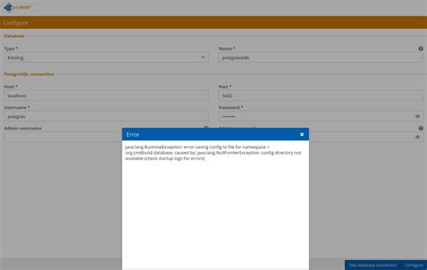 Error Saving Config To File For Namespace Orgcmdbuilddatabase Configurations Cmdbuild Forum