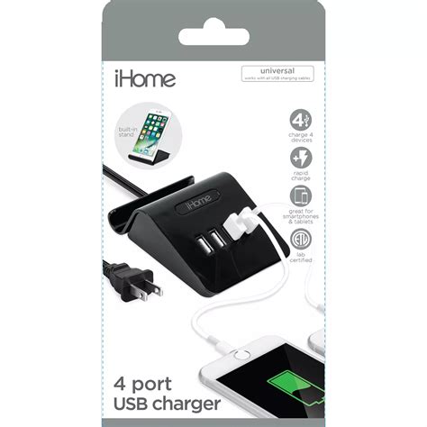 Ihome 4 Port Usb Charging Stand Black Shop Phone Chargers At H E B
