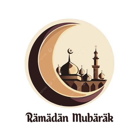 Ramdan Mubarak Dengan Bintang Bulan Masjid Islam Vektor Ramadhan