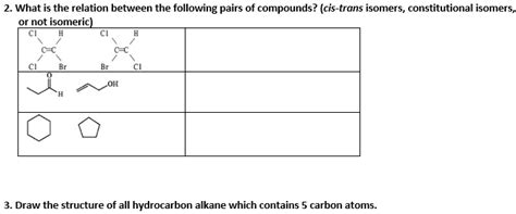 What Is The Relation Between The Following Pairs Of Compounds Cis Trans Isomers Constitutionab