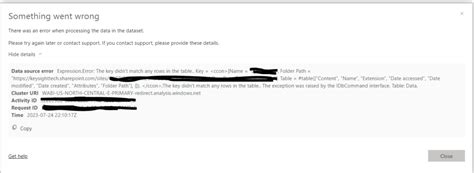 How To Fix This Power Bi Service Error The Key Didnt Match Any Rows