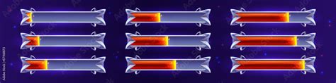 Progress Bar Game Interface Design Isolated Set In Vector Cartoon
