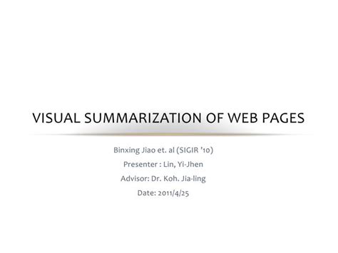 Ppt Visual Summarization Of Web Pages Powerpoint Presentation Free