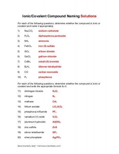 Mixed Naming Worksheet Ionic Covalent And Acids Free Worksheets Samples