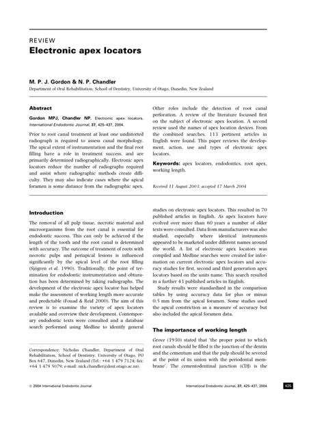 Pdf Electronic Apex Locators