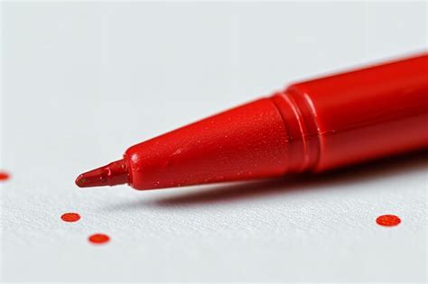 A Red Pen With A Red Tip On A White Surface Premium Ai Generated Image