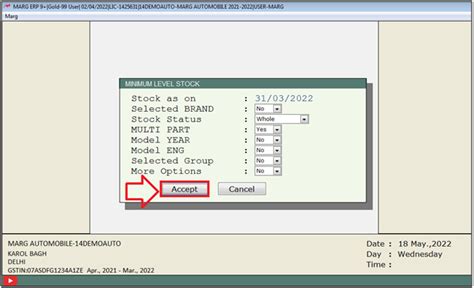 How To View Part Wise Minimum Level Stock Report In Automobile Setup Of