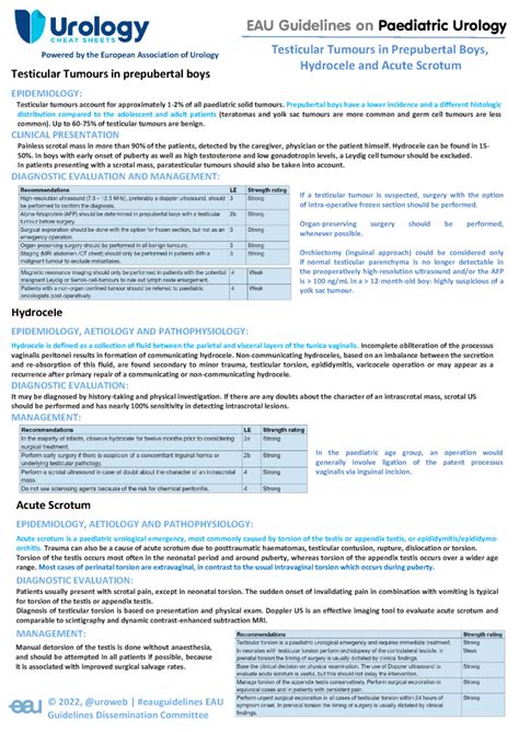 Eau Guidelines On Paediatric Urology Urology Cheatsheets