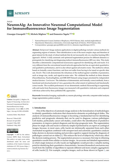 Pdf Neuronalg An Innovative Neuronal Computational Model For Immunofluorescence Image