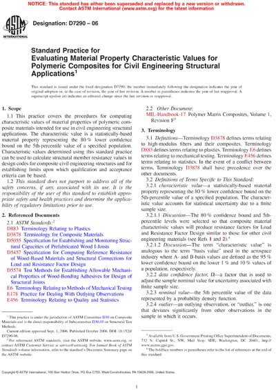 ASTM D7290 06 Standard Practice For Evaluating Material Property Characteristic Values For