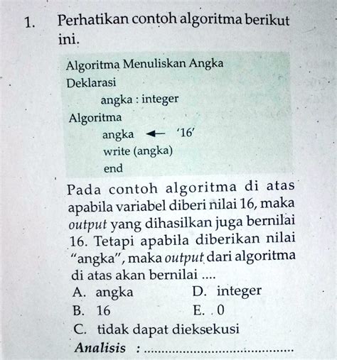 Solved Jawab Soal Digambar 1 Perhatikan Contoh Algoritma Berikut Ini