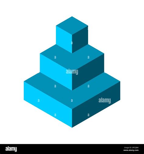 Blue 3d Geometric Pyramid Made Of Cubes Hierarchy In Organization