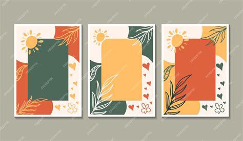 손으로 그린 평면 디자인 Boho 벽 예술 프리미엄 벡터