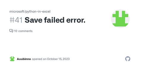 Save Failed Error Issue Microsoft Python In Excel Github