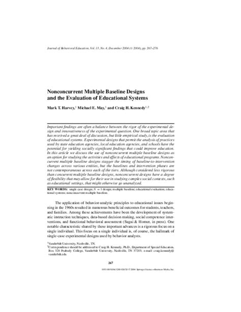 Pdf Nonconcurrent Multiple Baseline Designs And The Evaluation Of Educational Systems