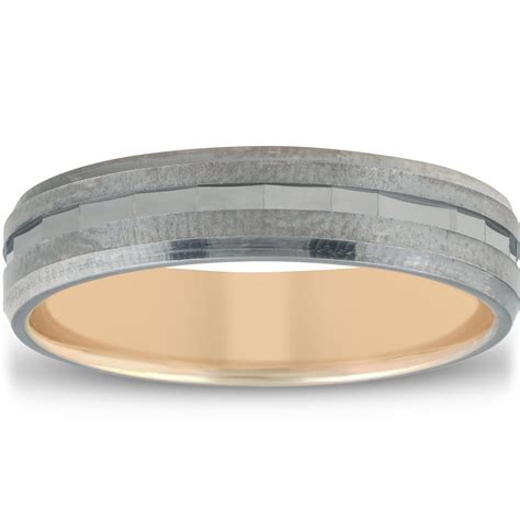 Pompeii 10k Yellow And Black Gold Mens Satin Diamond Cut Finish Mens