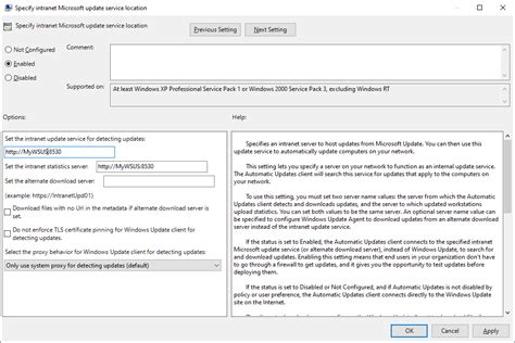Specify Intranet Microsoft Update Service Location